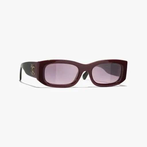 Chanel Rectangle Sunglasses - Burgundy & Black