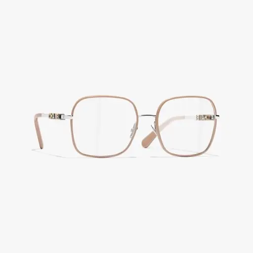 Chanel Square Eyeglasses - Silver & Beige