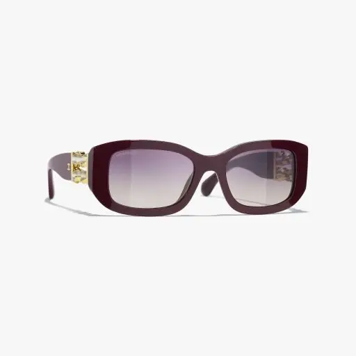 Chanel Rectangle Sunglasses - Burgundy