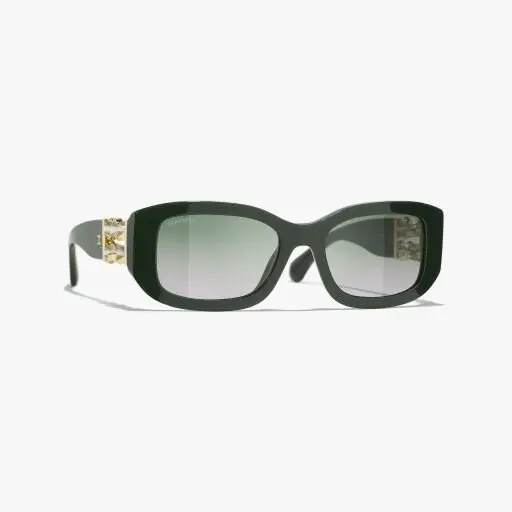 Chanel Rectangle Sunglasses - Khaki & Green
