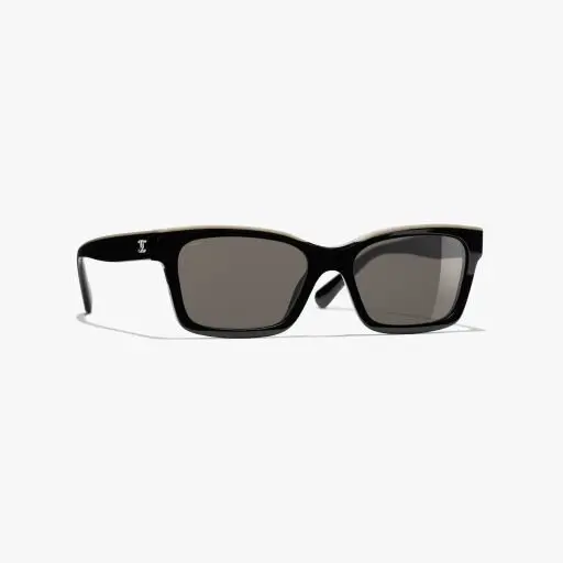 Chanel Square Sunglasses - Black & Beige