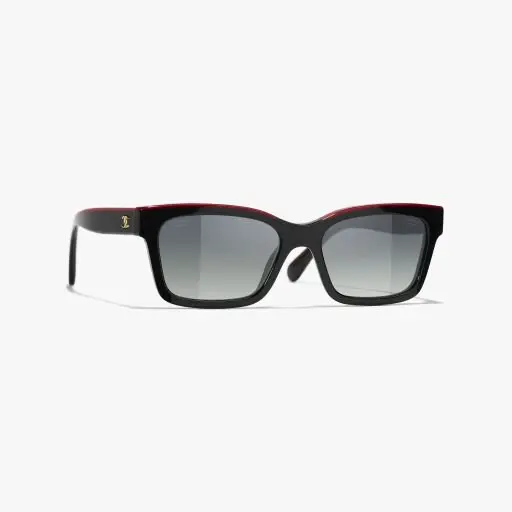 Chanel Square Frame Sunglasses - Black & Red