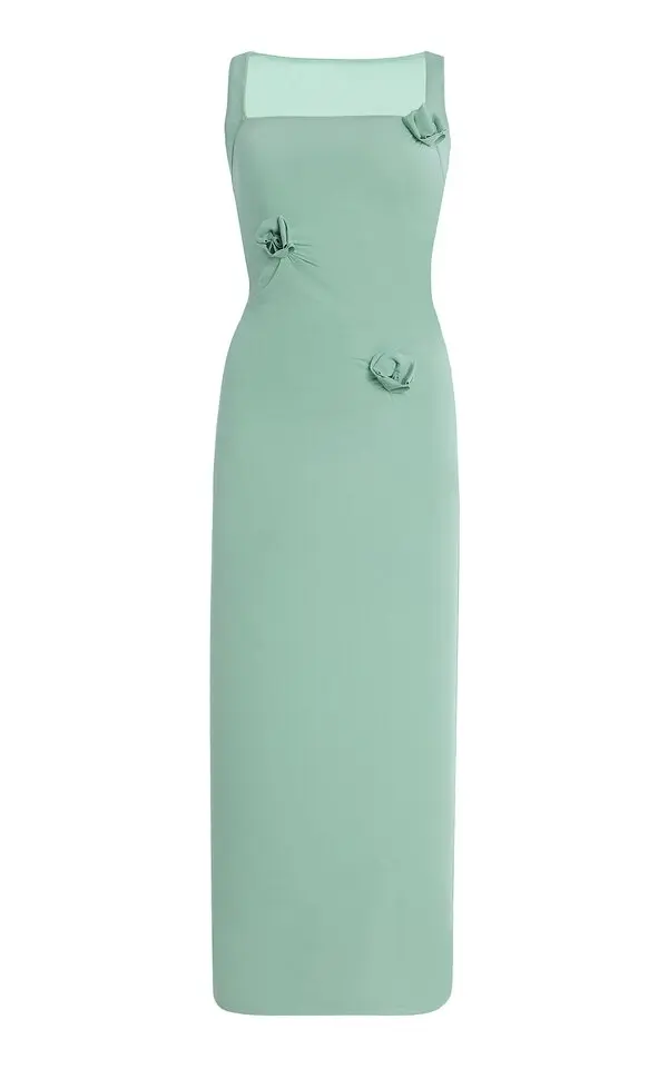 MAYGEL CORONEL Ivy Rosette Jersey Midi Dress - Green