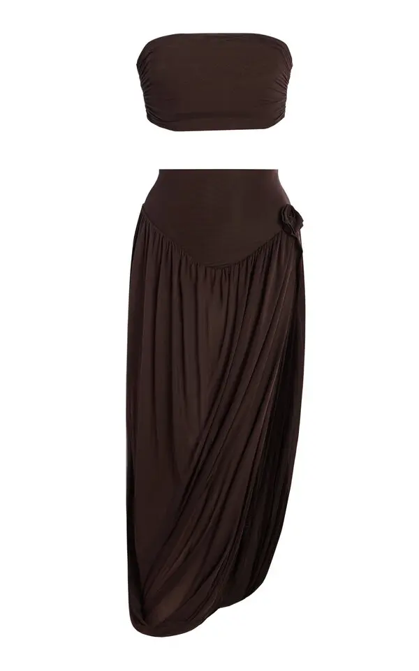 MAYGEL CORONEL Noriega Bandeau Top And Skirt Set - Brown