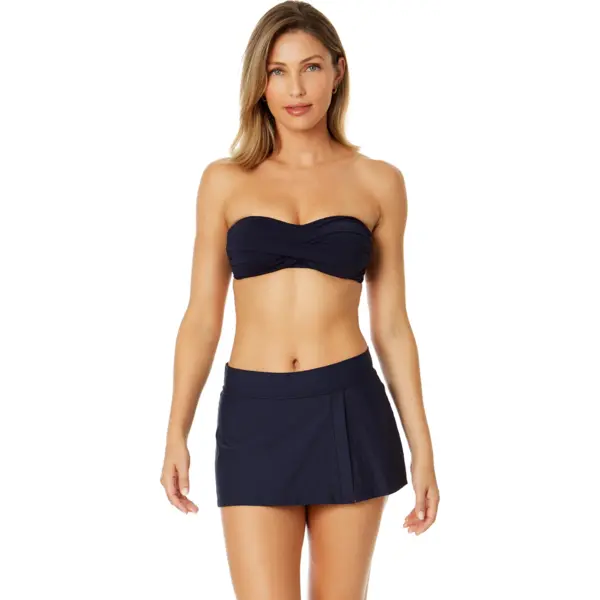 ANNE COLE Twist Bandeau Bikini Top - Navy