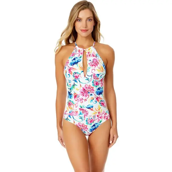 ANNE COLE Paisley Print One Piece Swimsuit - Watercolor Paisley