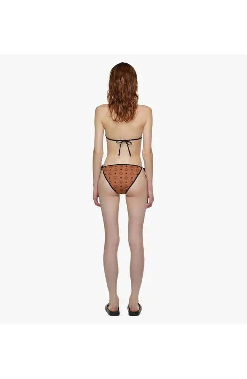 Mcm Monogram Print Bikini - Cognac