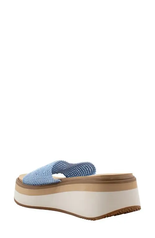 VOLATILE Portobello Platform Wedge Sandal - Blue Raffia