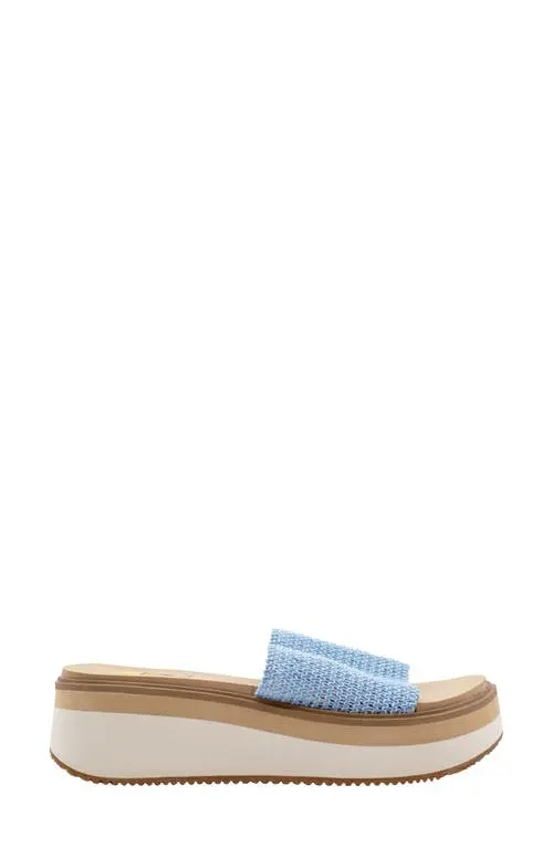VOLATILE Portobello Platform Wedge Sandal - Blue Raffia