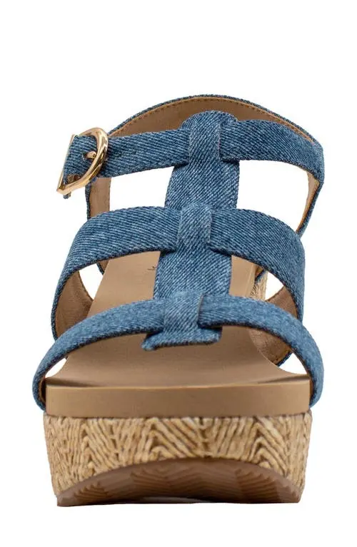 VOLATILE Crimini Platform Wedge Sandal - Denim
