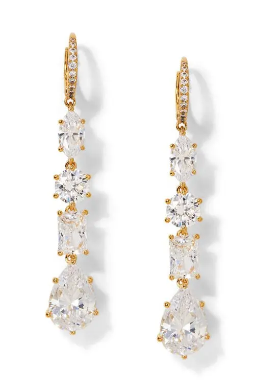 Nadri Beatrix Cubic Zirconia Linear Drop Earrings - Gold