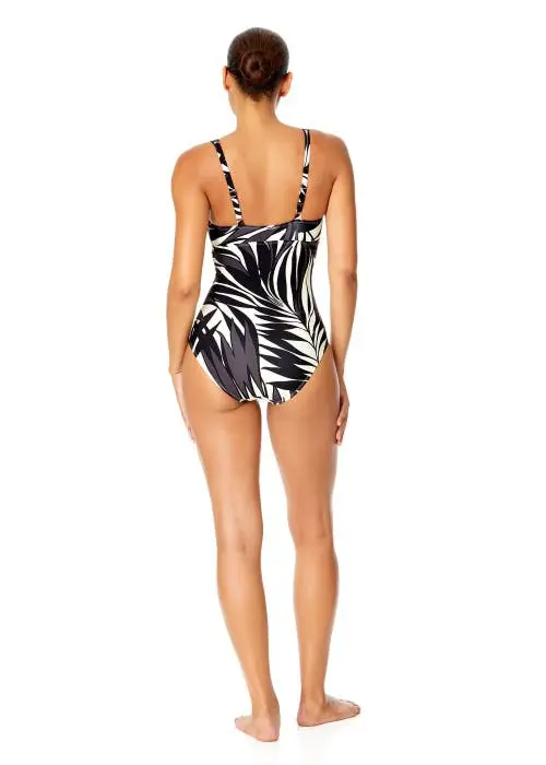 ANNE COLE V-wire One Piece Swimsuit - Palm Chic