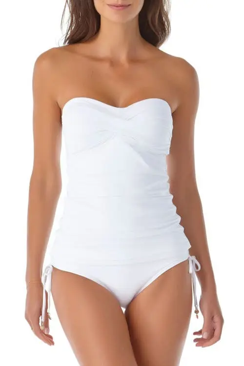 ANNE COLE Twist Front Bandeaukini Swim Top - White