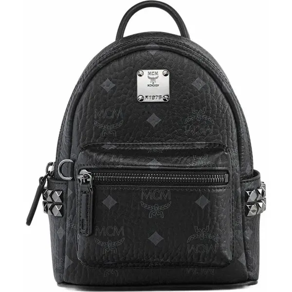 Mcm Stark Bebe Boo Side Studs Backpack In Visetos - Black