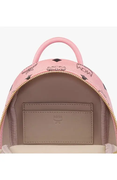 Mcm Stark Bebe Boo Side Studs Backpack In Visetos - Pink
