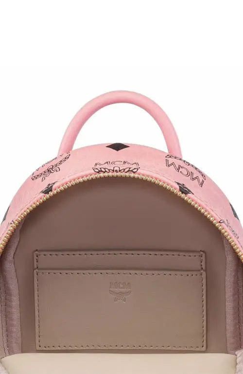 Mcm Stark Bebe Boo Side Studs Backpack In Visetos - Pink