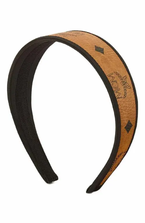 Mcm Headband In Visetos - Cognac