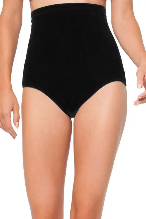 ANNE COLE Tummy Control High Rise Swim Bottom - Black