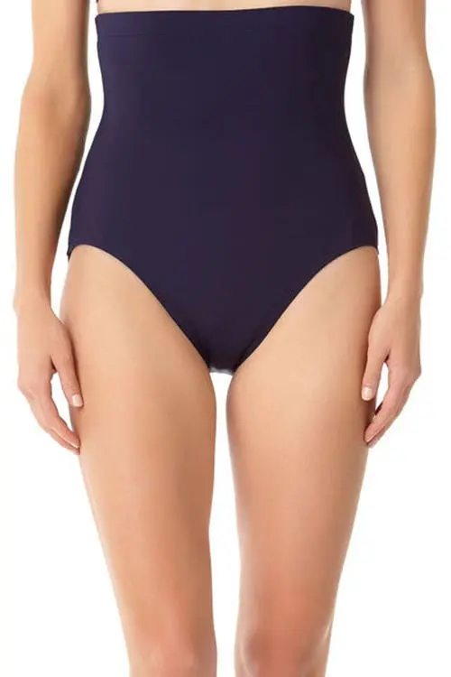 ANNE COLE Tummy Control High Rise Swim Bottom - Navy