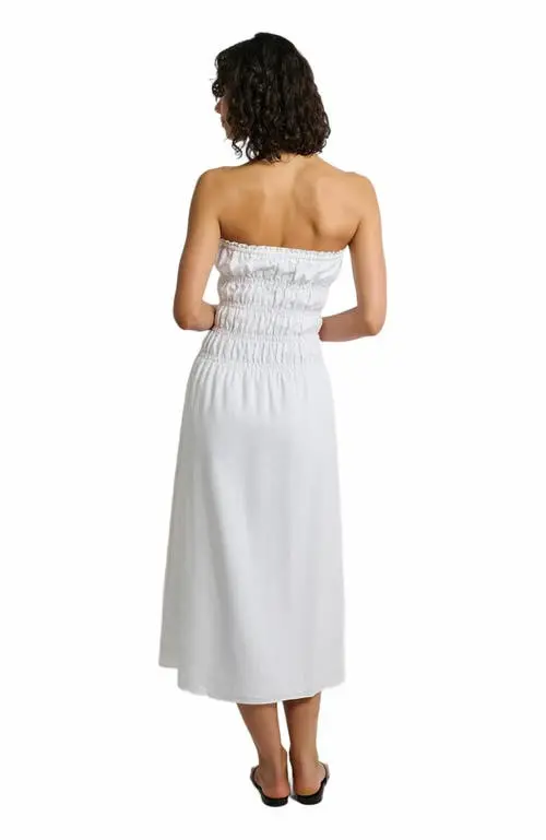 Onia Air Linen Smocked Maxi Dress - White