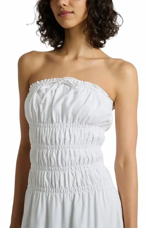 Onia Air Linen Smocked Maxi Dress - White