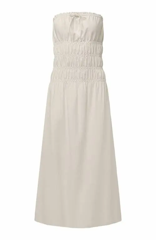 Onia Air Linen Smocked Maxi Dress - White