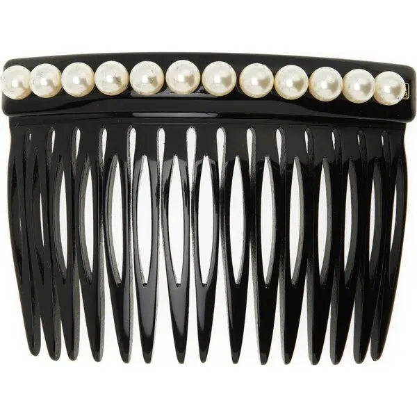 Alexandre De Paris Faux Pearl Hair Comb - Black