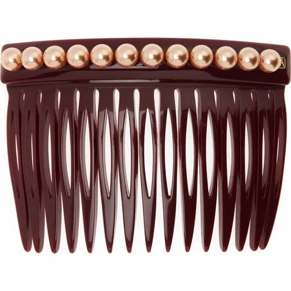 Alexandre De Paris Faux Pearl Hair Comb - Burgundy