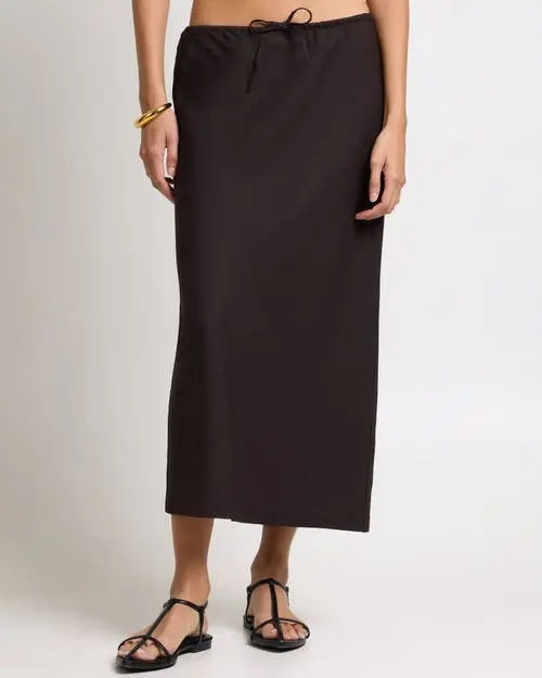 Onia Air Linen Midi Skirt - Espresso