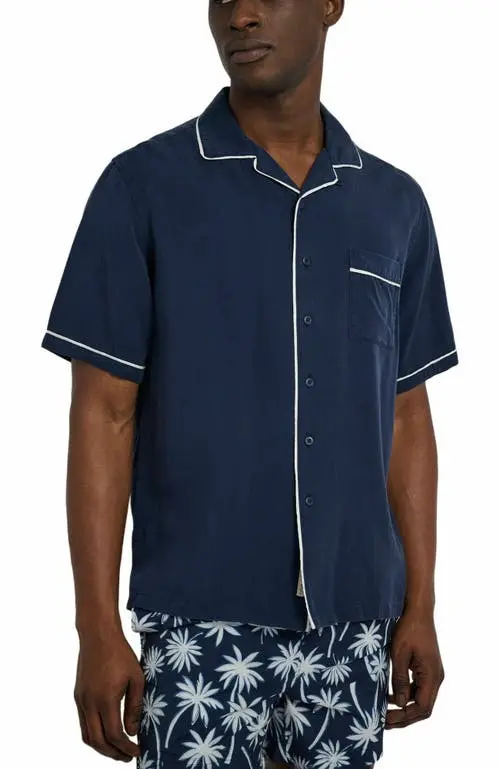 Onia Piped Tencel Convertible Vacation Shirt