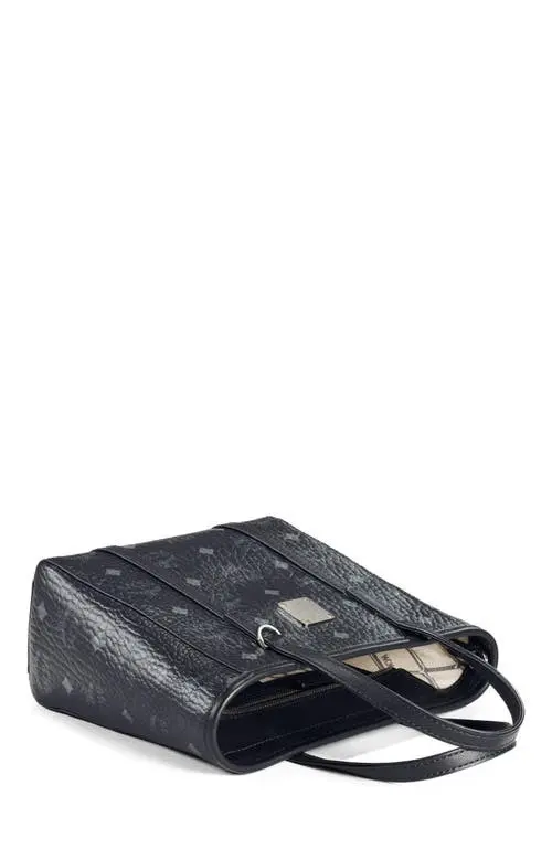 Mcm Mini Toni Top-zip Shopper In Visetos - Black