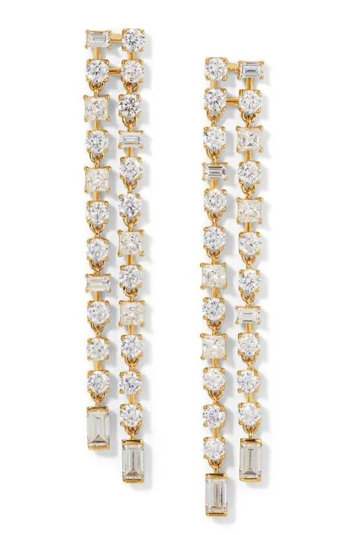 Nadri Delphine Double Linear Drop Earrings - Gold