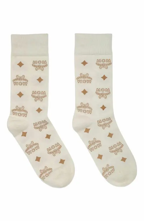 Mcm Monogram Knit Socks - Beige