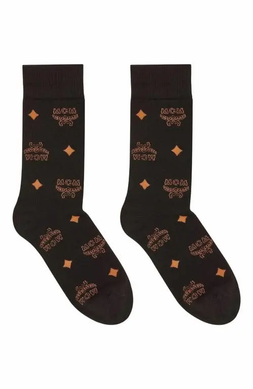 Mcm Monogram Knit Socks - Black