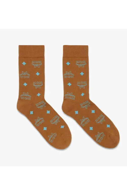 Mcm Monogram Knit Socks - Blue Ceramic