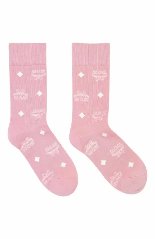 Mcm Monogram Knit Socks - Pink