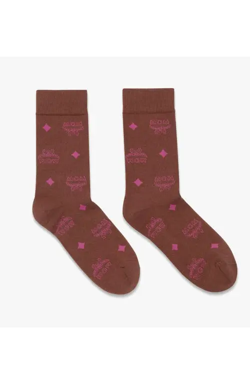 Mcm Monogram Knit Socks - Sangria Sunset