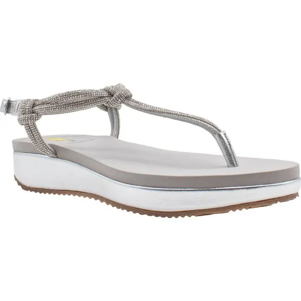 VOLATILE Calypso Rhinestone T-strap Sandals - Silver