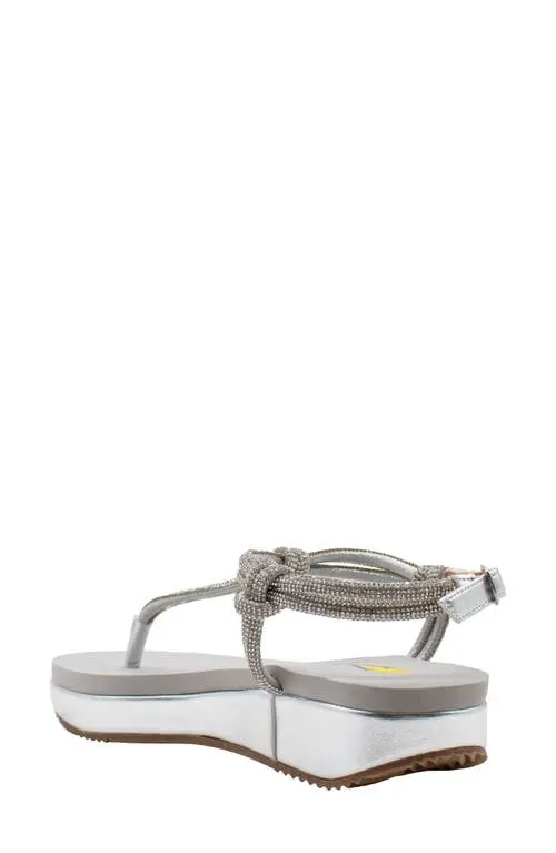 VOLATILE Calypso Rhinestone T-strap Sandals - Silver