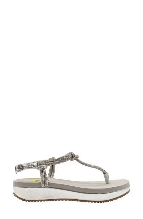 VOLATILE Calypso Rhinestone T-strap Sandals - Silver
