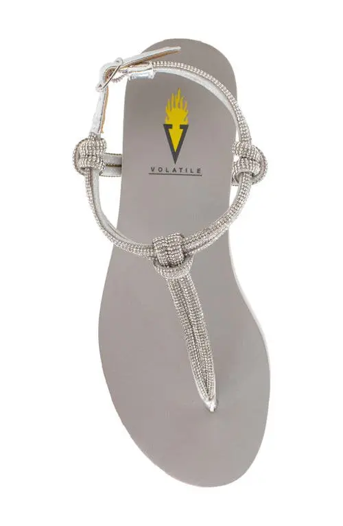 VOLATILE Calypso Rhinestone T-strap Sandals - Silver
