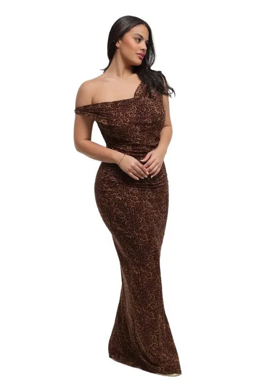 POPILUSH Shapewear Cowl Neck Leopard Maxi Dress