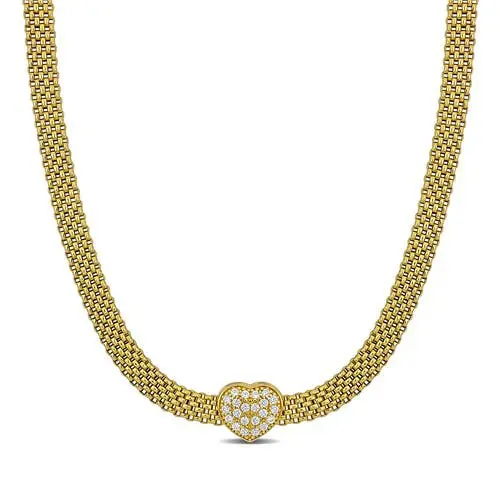 JULIANNA B. 7/8ctw Cubic Zirconia Heart Pendant Necklace - Yellow-plated