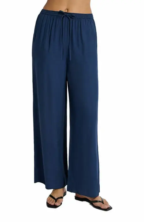 Onia Crinkle Wide Leg Drawstring Pant - Deep Navy