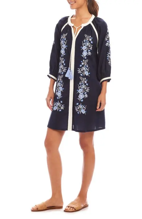 Karen Kane Embroidered Floral Peasant Dress