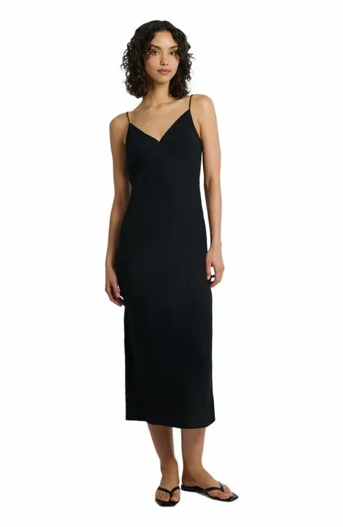 Onia Crinkle Slip Maxi Dress - Black