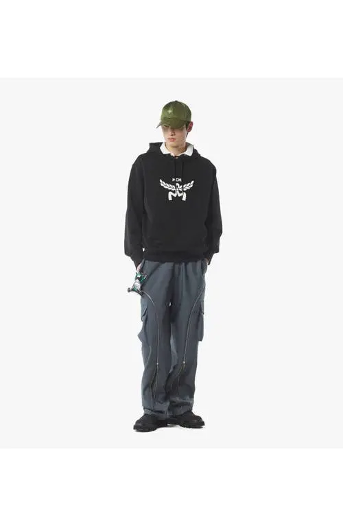 Mcm Classic Logo Hoodie In Organic Cotton - Black