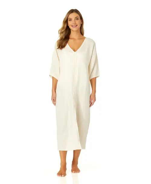 ANNE COLE Double V Neck Kaftan Cover Up - Gardenia