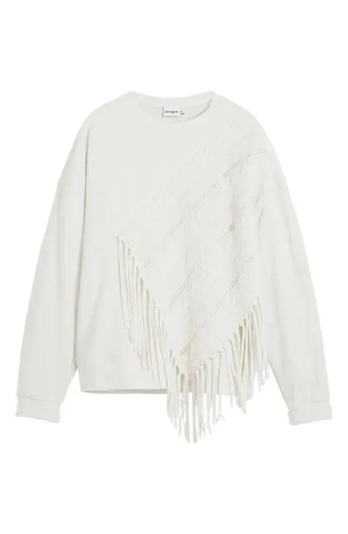 Desigual Mixed Stitch Fringe Sweatshirt