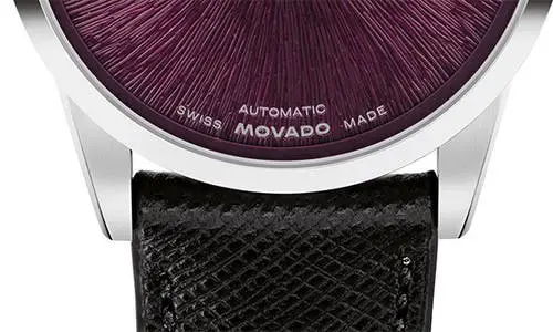 Movado Museum Classic Automatic Leather Strap Watch - Purple/ Black